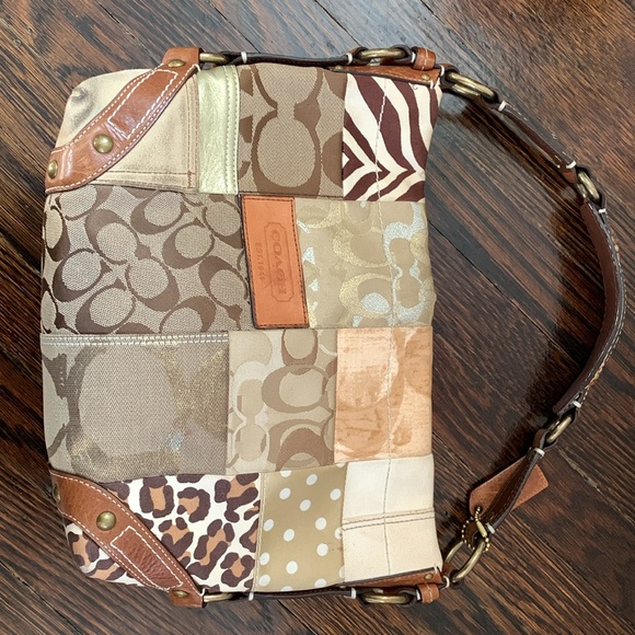 Coach | Bags | Coach Signature Animal Print Patchwork Carly Bag | Poshmark
